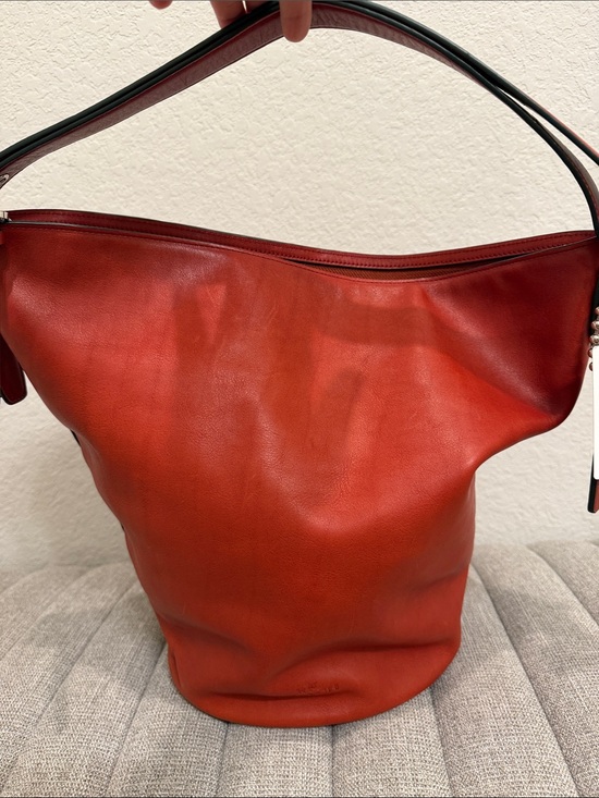 Coach | Bags | Coach Red Leather Bucket Shoulder Bag | Poshmark
